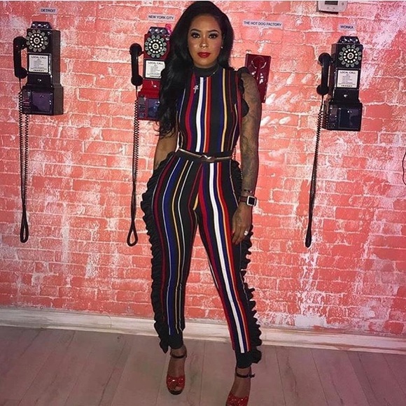 Pants & Jumpsuits | Its Here Lady Gee Striped Jumpsuit | Poshmark